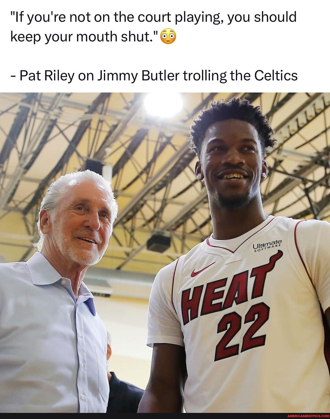 Pat Riley isn’t a fan of Jimmy trolling 😳 Via X// thedunkcentral - rockthebells - "If you're not ...