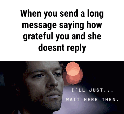 When you send a long message saying how grateful you are and she doesn ...