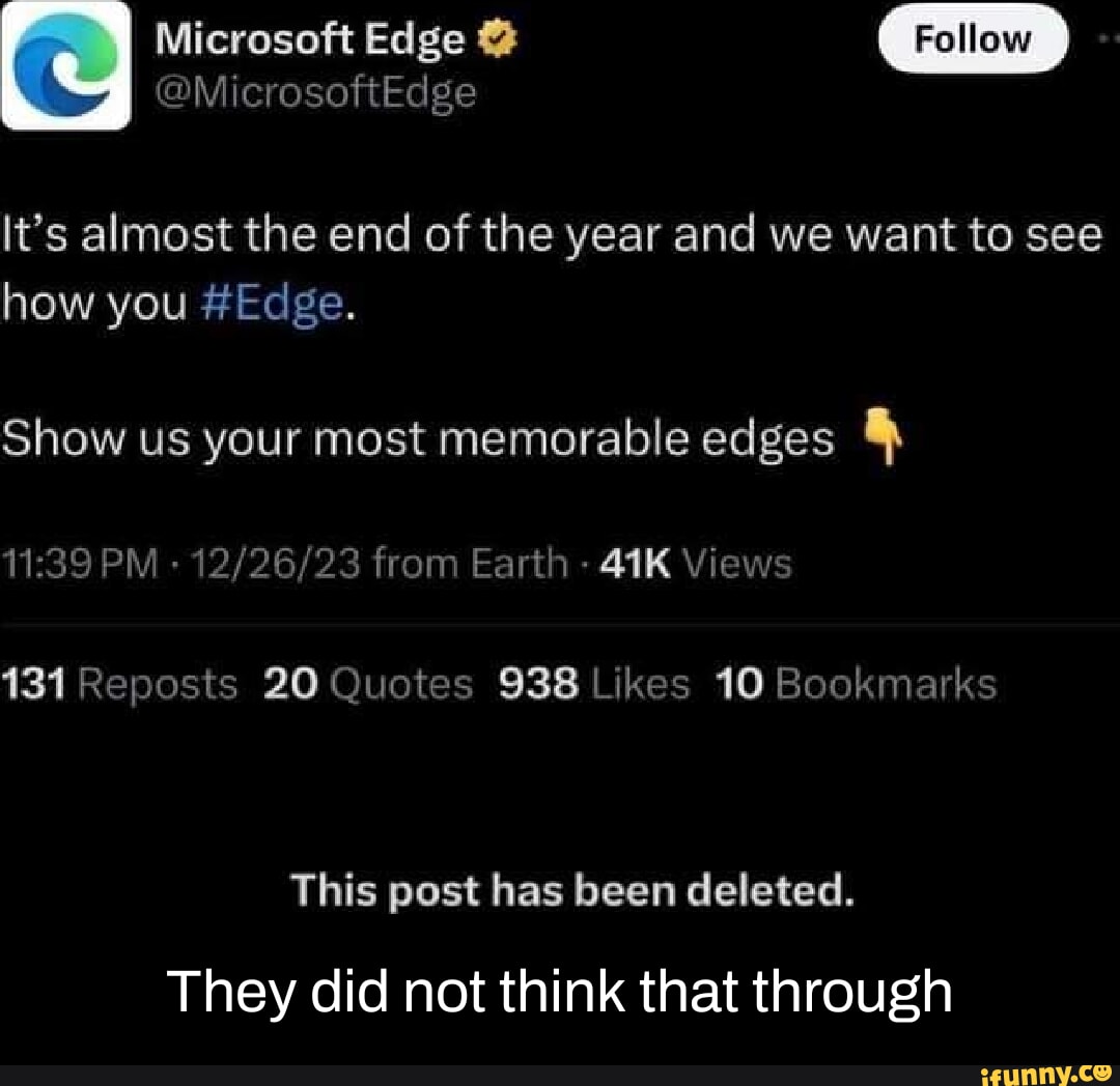 Microsoft Edge @ @MicrosoftEdge it's almost the end of the year and we ...