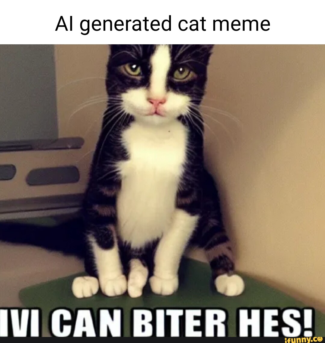 Al generated cat meme CAN BITER HES! - iFunny