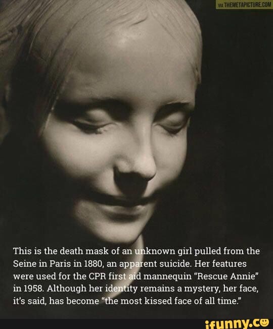 This is the death mask of an Seine in Paris in 1880, an a] were used ...