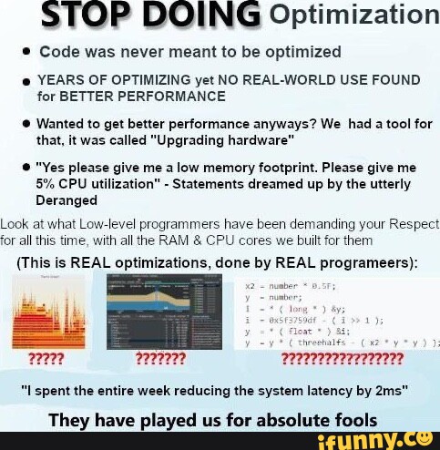 Optimization memes. Best Collection of funny Optimization pictures on ...