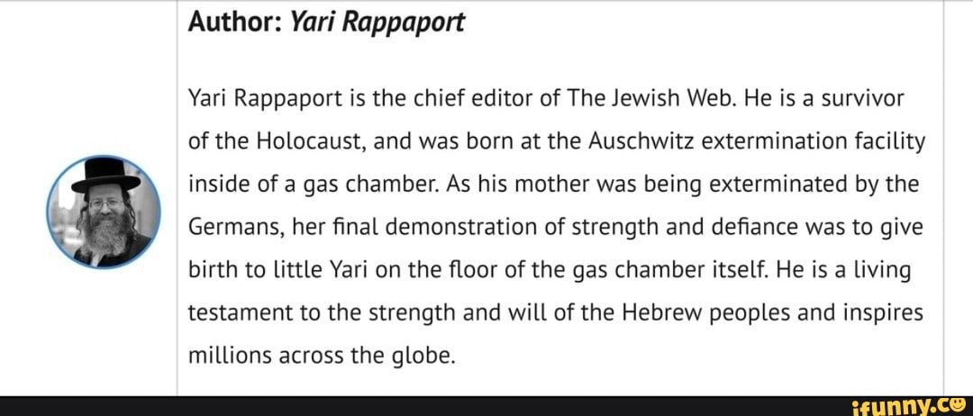 Yarí Rappaport is the chief editor of The Jewish Web. He is a survivor ...