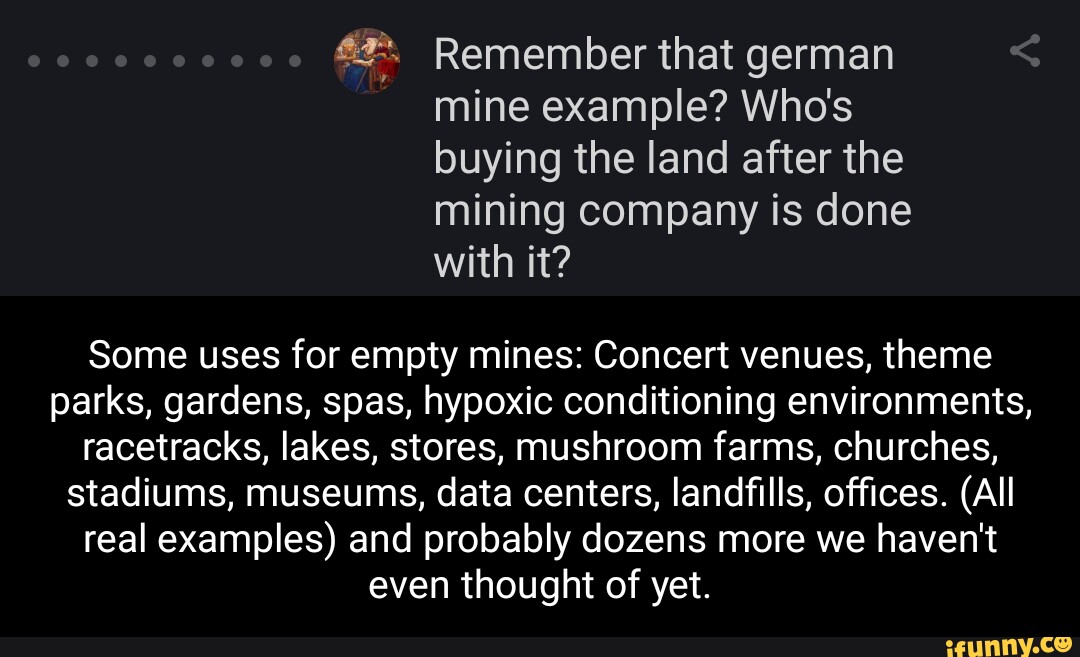 Remember that german mine example? Who's buying the land after the ...