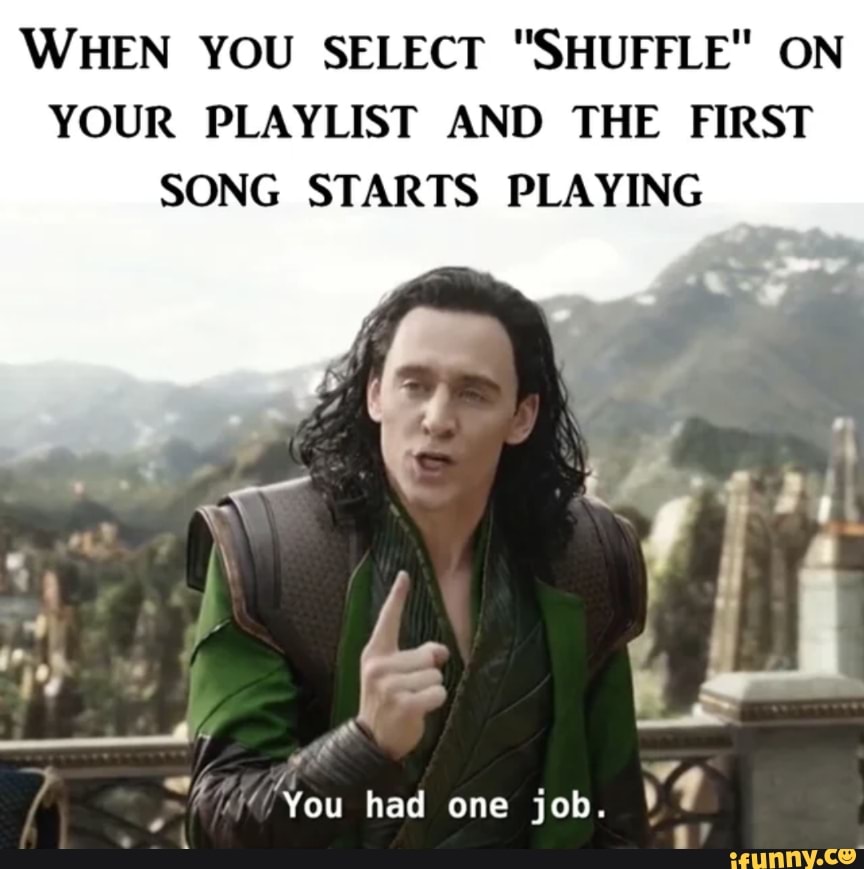WHEN YOU SELECT "SHUFFLE" ON YOUR PLAYLIST AND THE FIRST SONG STARTS ...