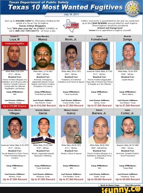 Texas 10 Most Wanted Fugitives - iFunny