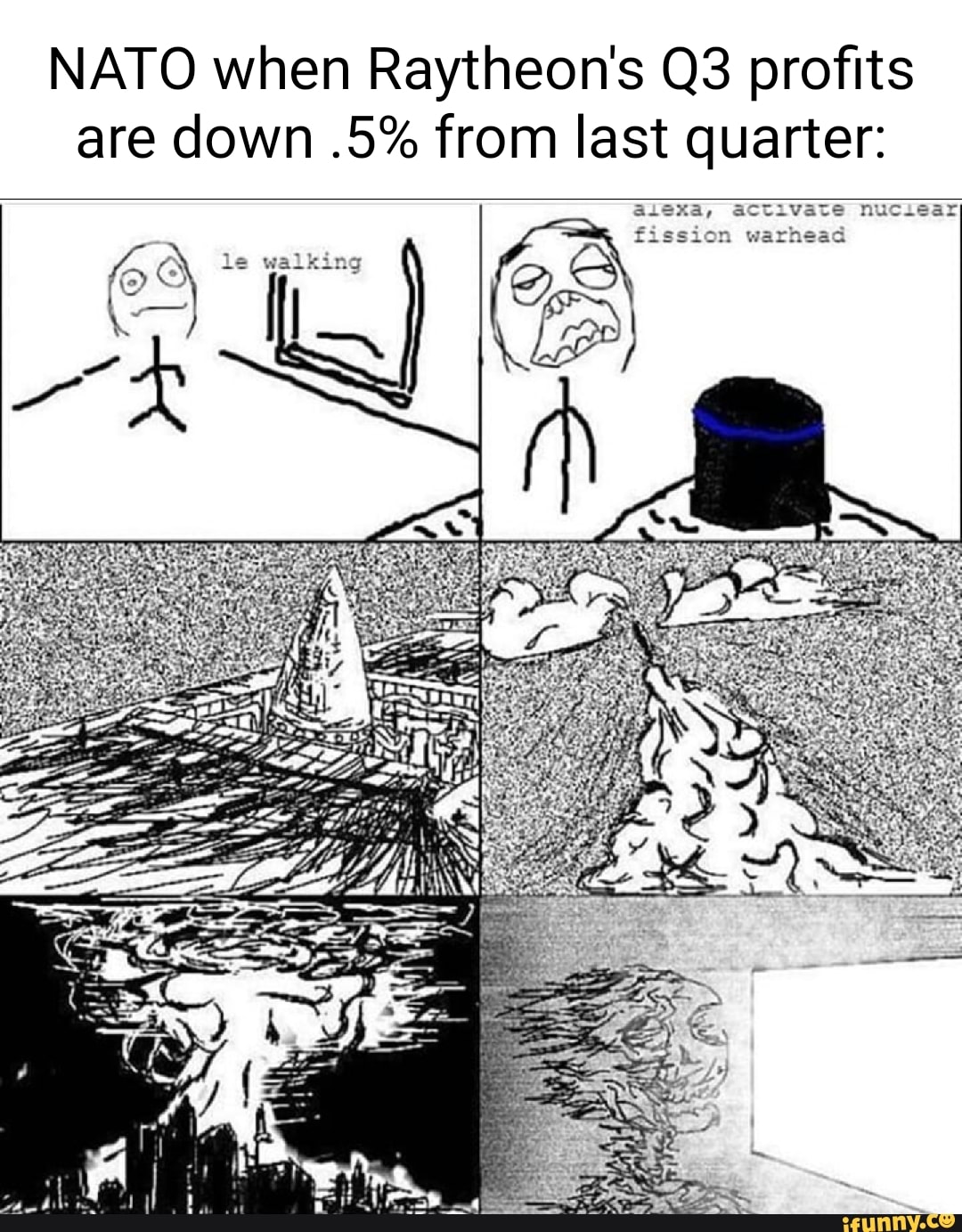 NATO when Raytheon's profits are down .5% from last quarter: - iFunny
