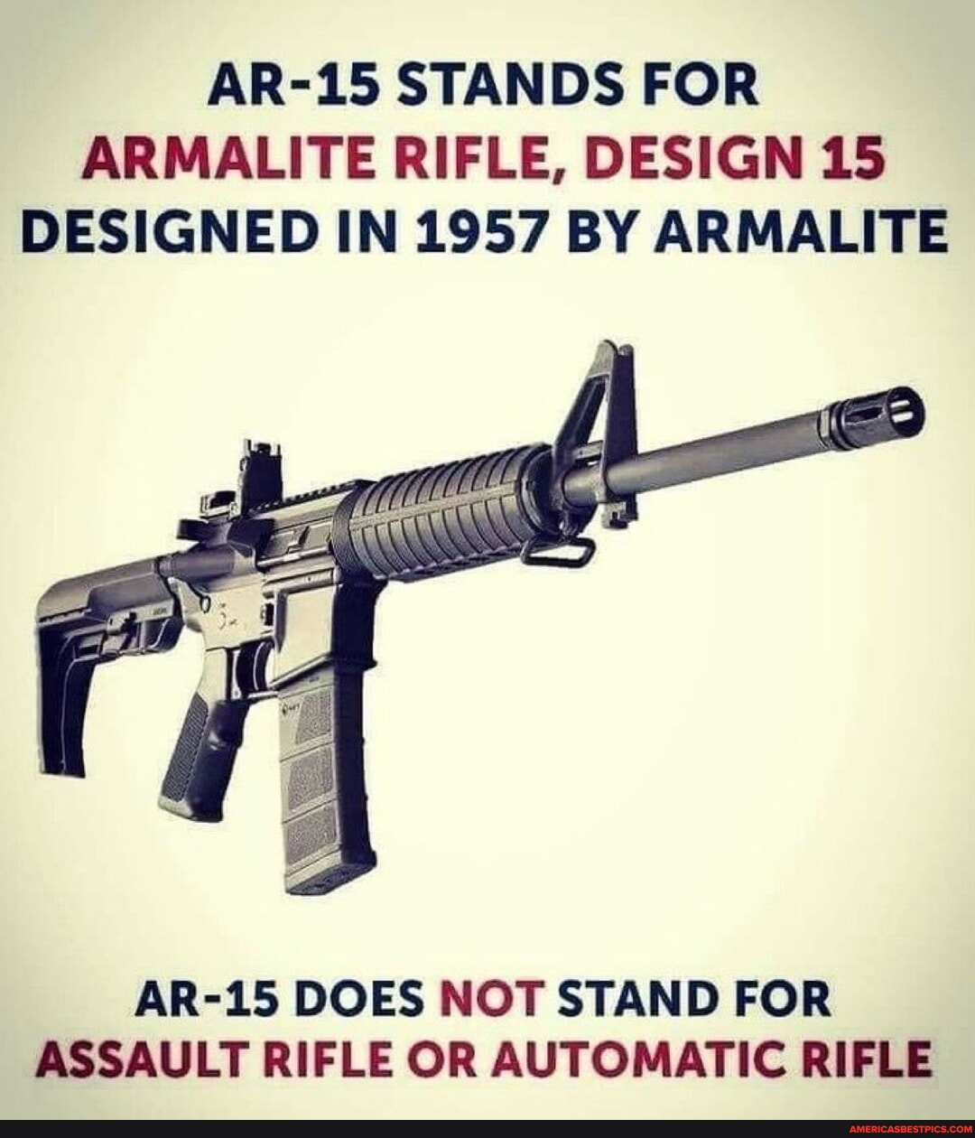 AR-15 STANDS FOR ARMALITE RIFLE, DESIGN 15 DESIGNED IN 1957 BY ARMALITE ...