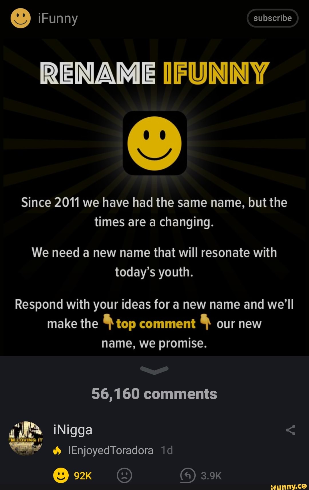 IREENAM IIIFUINIINIY! Since 2011 we have had the same name, but the ...