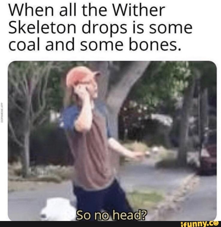 When all the Wither Skeleton drops is some coal and some bones. - iFunny