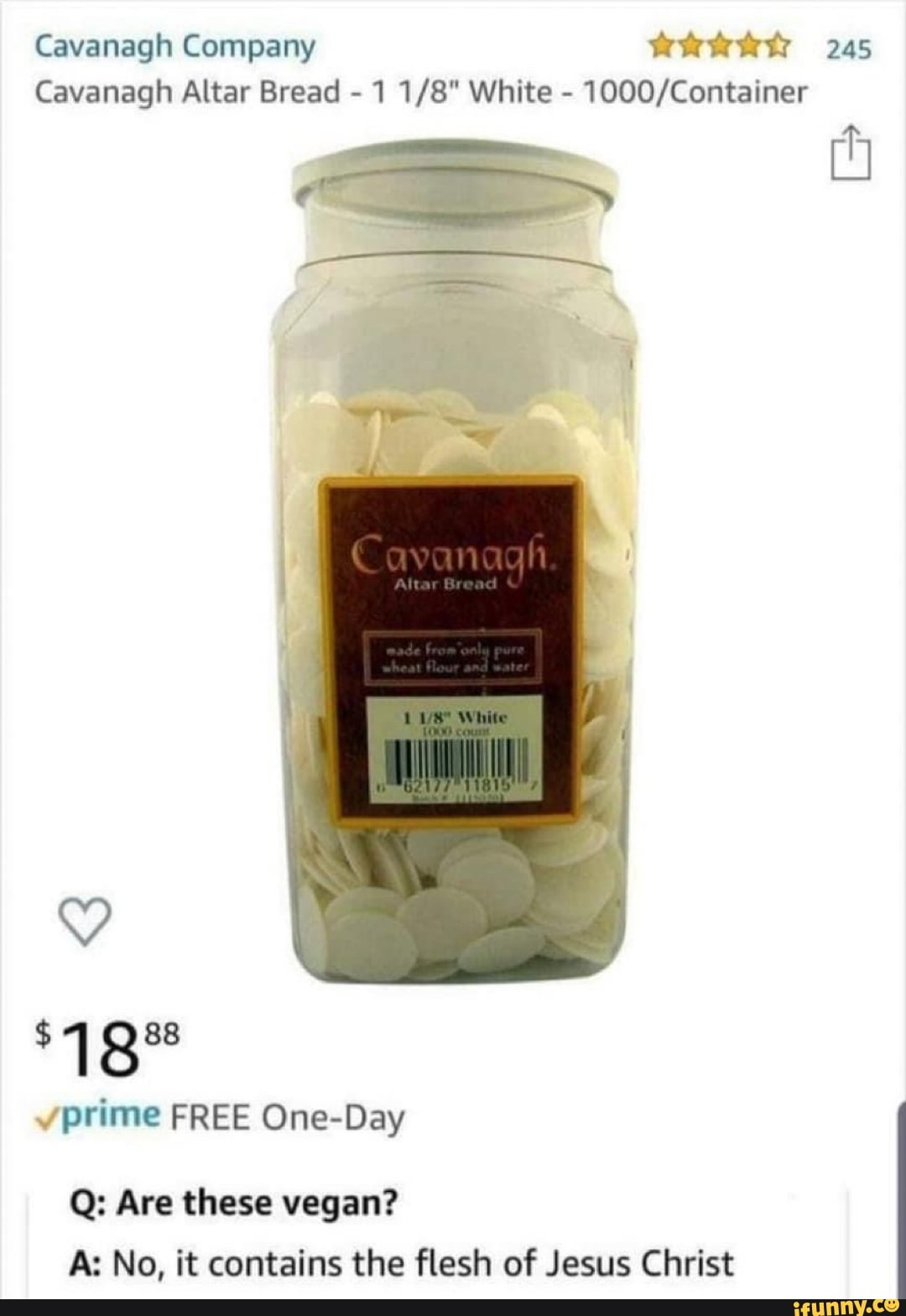 Cavanagh Company 245 Cavanagh Altar Bread - 1 White - $18 * .'prime ...