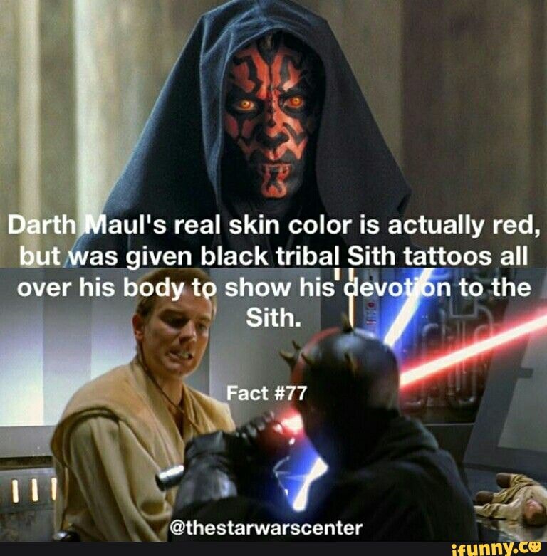 Darth Maul's real skin color is actually red, but was over given body ...