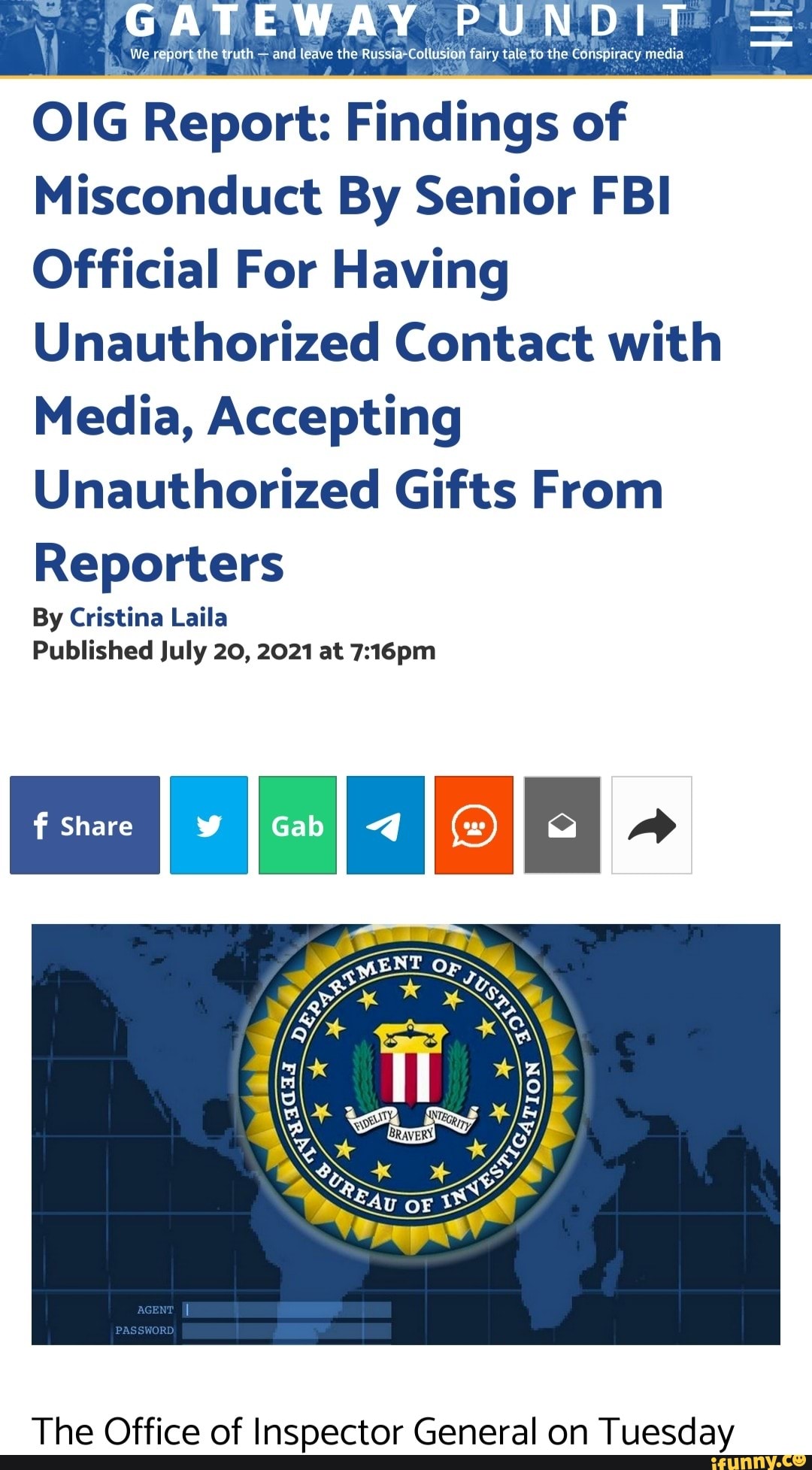 \GATE WRRY PUNDIT = OIG Report: Findings of Misconduct By Senior FBI ...