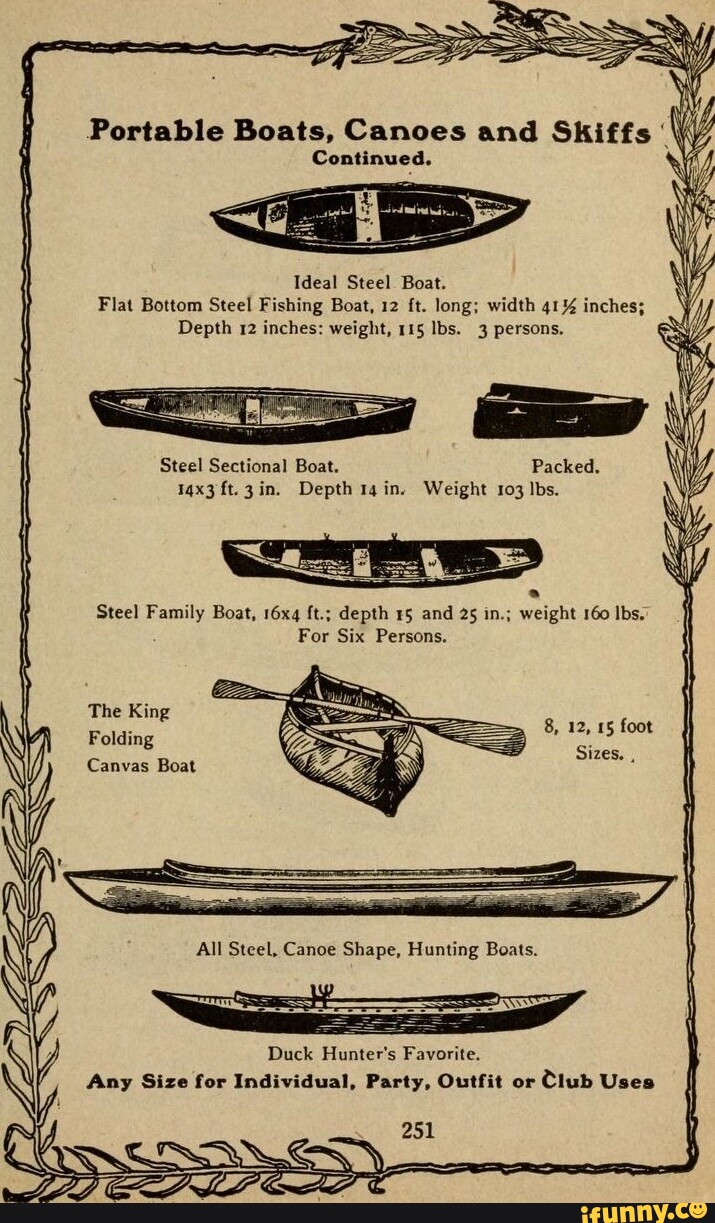Portable Boats, Canoes and Skiffs Continued. Ideal Steel Boat. Flat ...