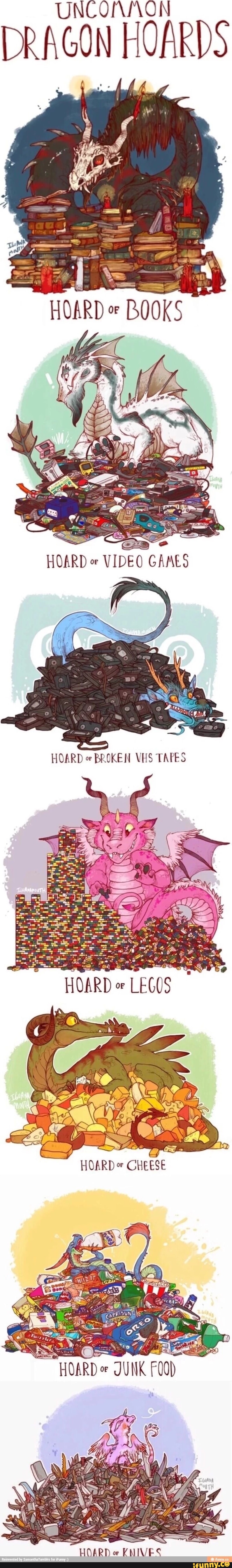 UNCOMAON DRAGON HOARDS HOARD BOOKS HOARD VIDEO GAMES HOARD BROKEN VHS ...