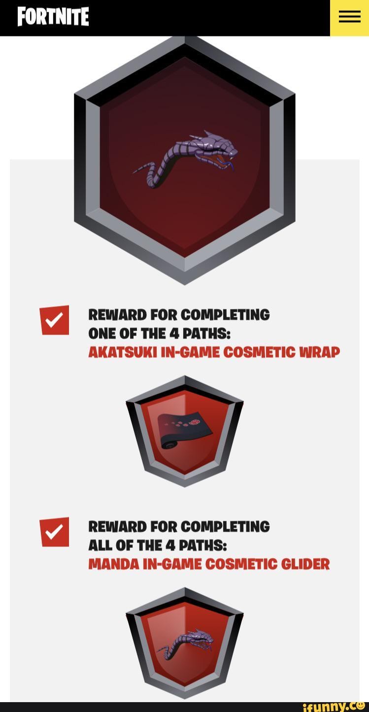FORTNITE REWARD FOR COMPLETING ONE OF THE 4 PATHS: AKATSUKI IN-GAME ...