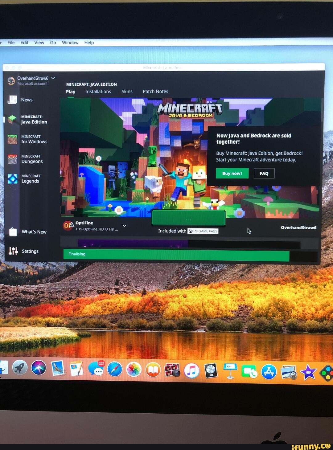 View Go OverhandStraw8 Microsoft account MINECRAFT: JAVA EDITION Play ...
