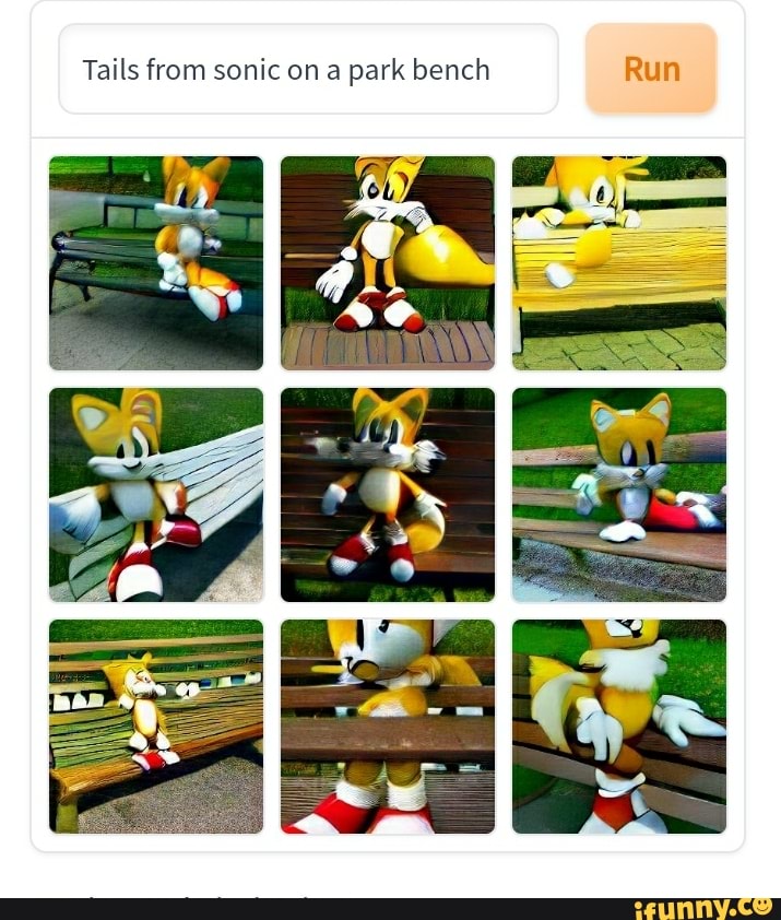 Tails from sonic on a park bench Run - iFunny