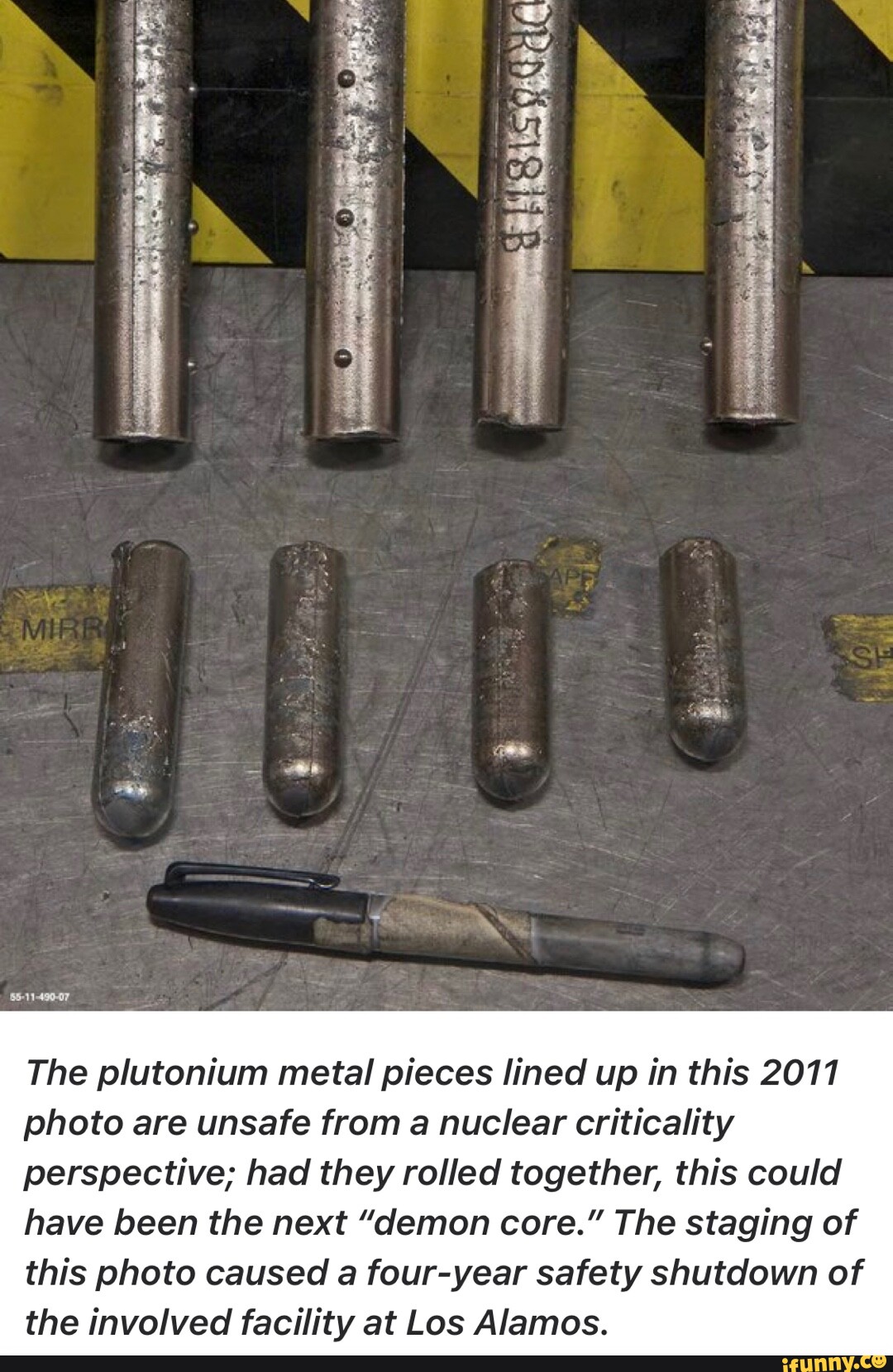 The plutonium metal pieces lined up in this 2011 photo are unsafe from ...