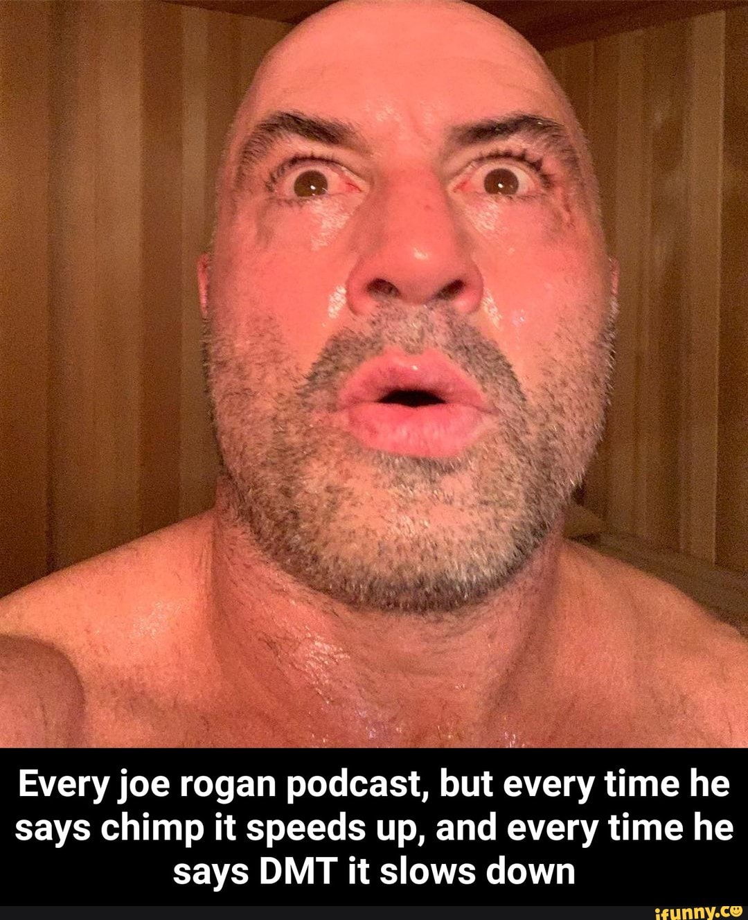 Every joe rogan podcast, but every time he says chimp it speeds up, and ...