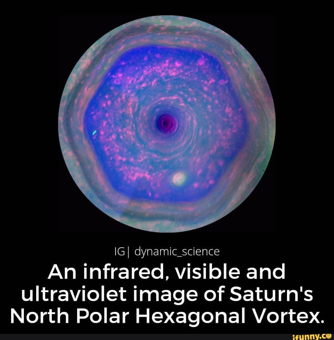 An infrared, IGI visible and ultraviolet image of Saturn's North Polar ...