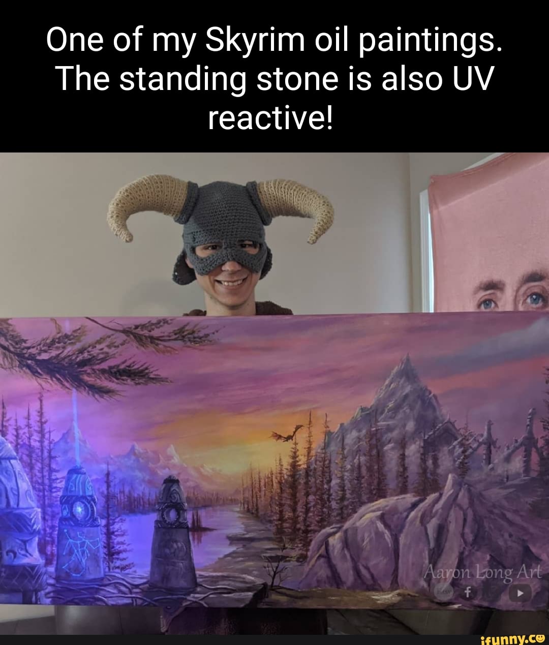 One of my Skyrim oil paintings. The standing stone is also UV reactive ...