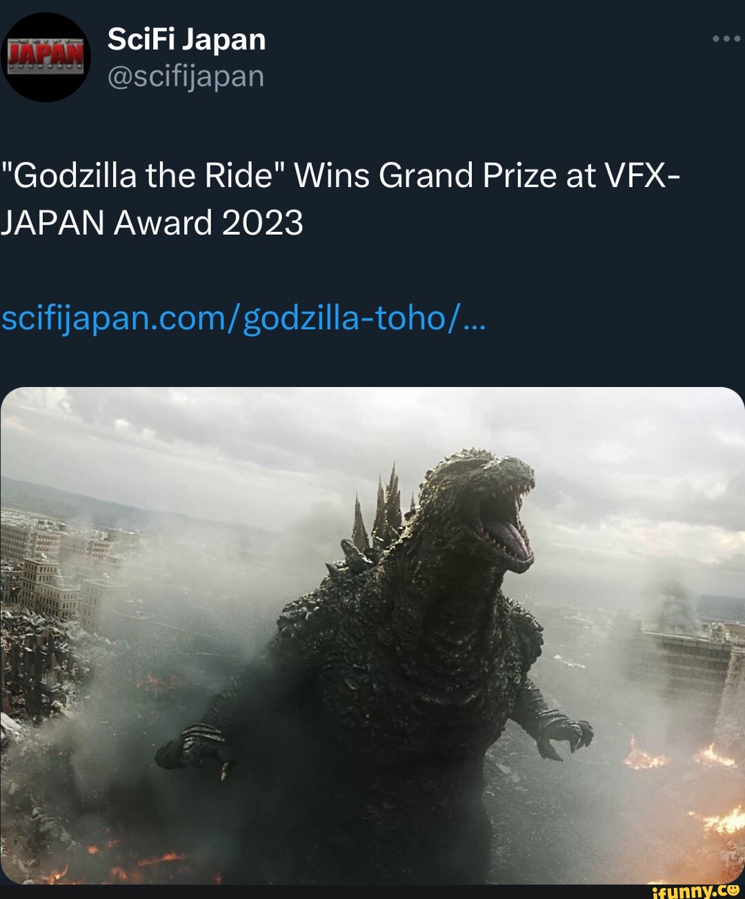 SciFi Japan @scifijapan "Godzilla the Ride" Wins Grand Prize at VFX ...