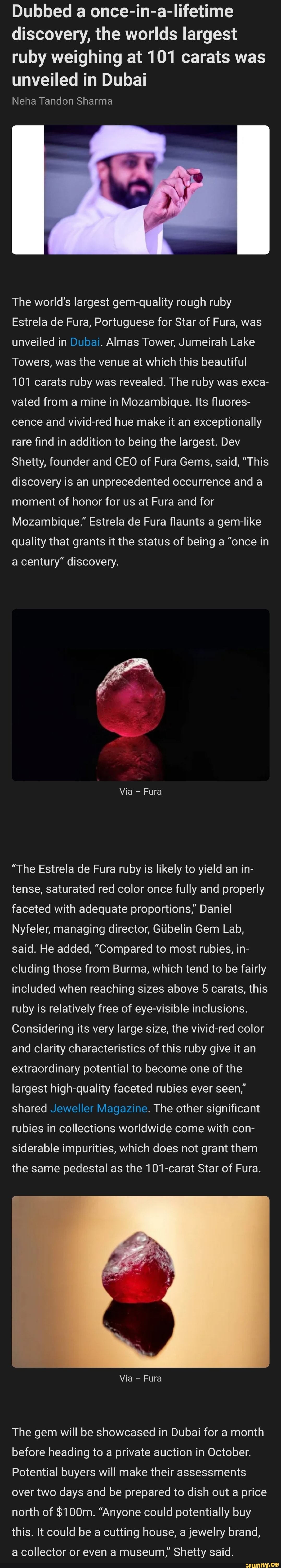 Dubbed a once-in-a-lifetime discovery, the worlds largest ruby weighing ...