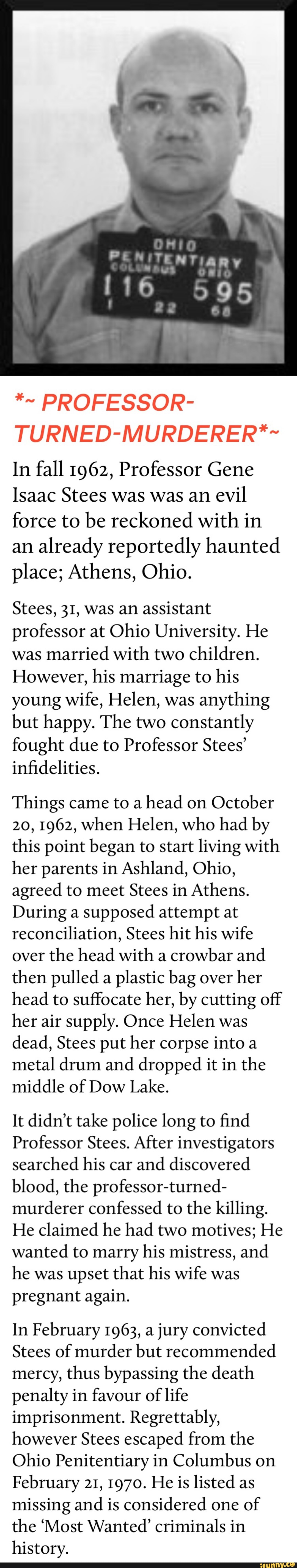 *" PROFESSOR- TURNED-MURDERER*" 1n fall 1962, Professor Gene Isaac ...