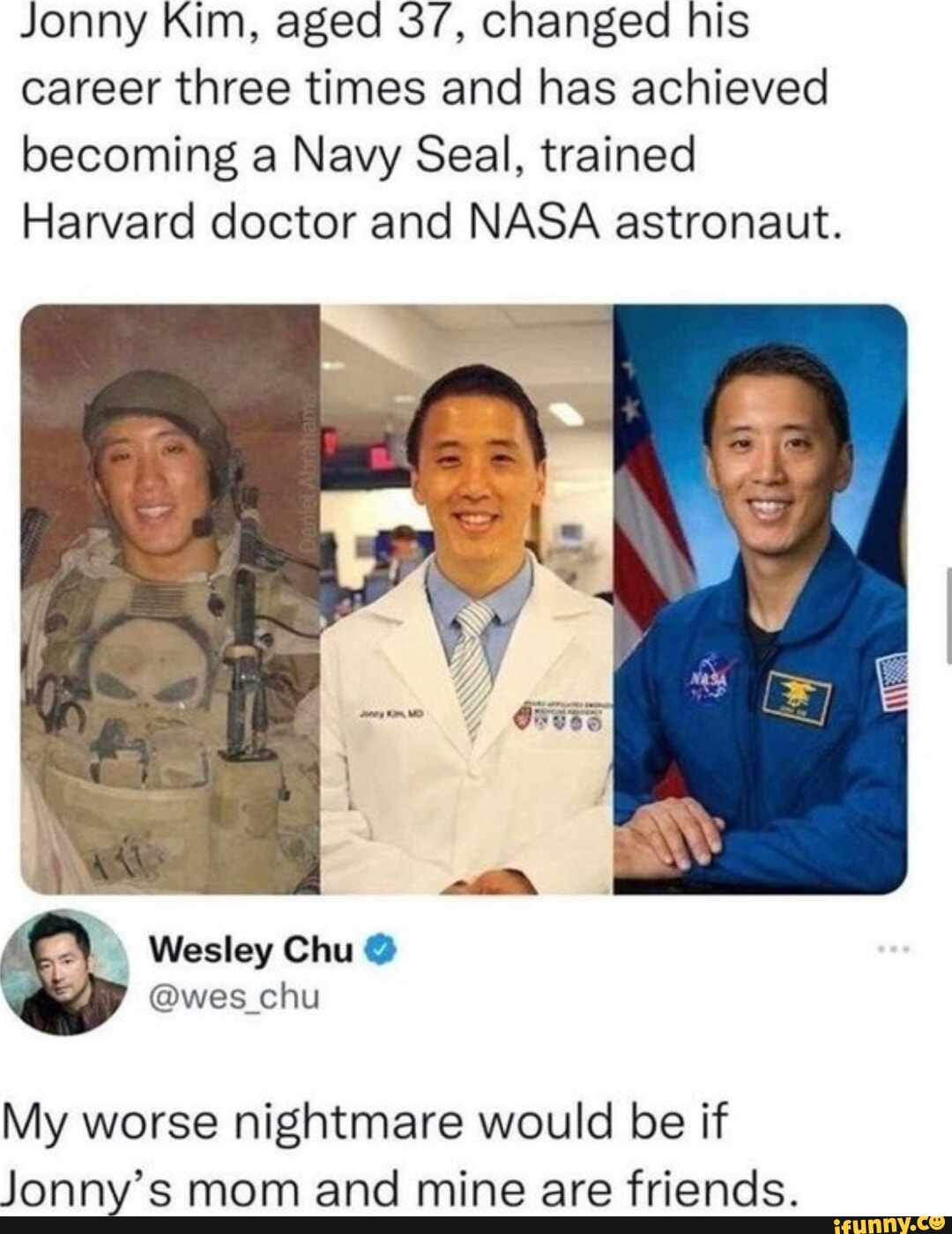Jonny Kim, aged 37, changed his career three times and has achieved ...
