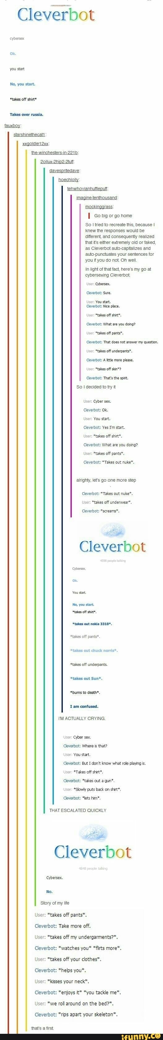 Cleverbot you start No, you start. Takes over russia. the-winchesters-in-221b davespritedave ...
