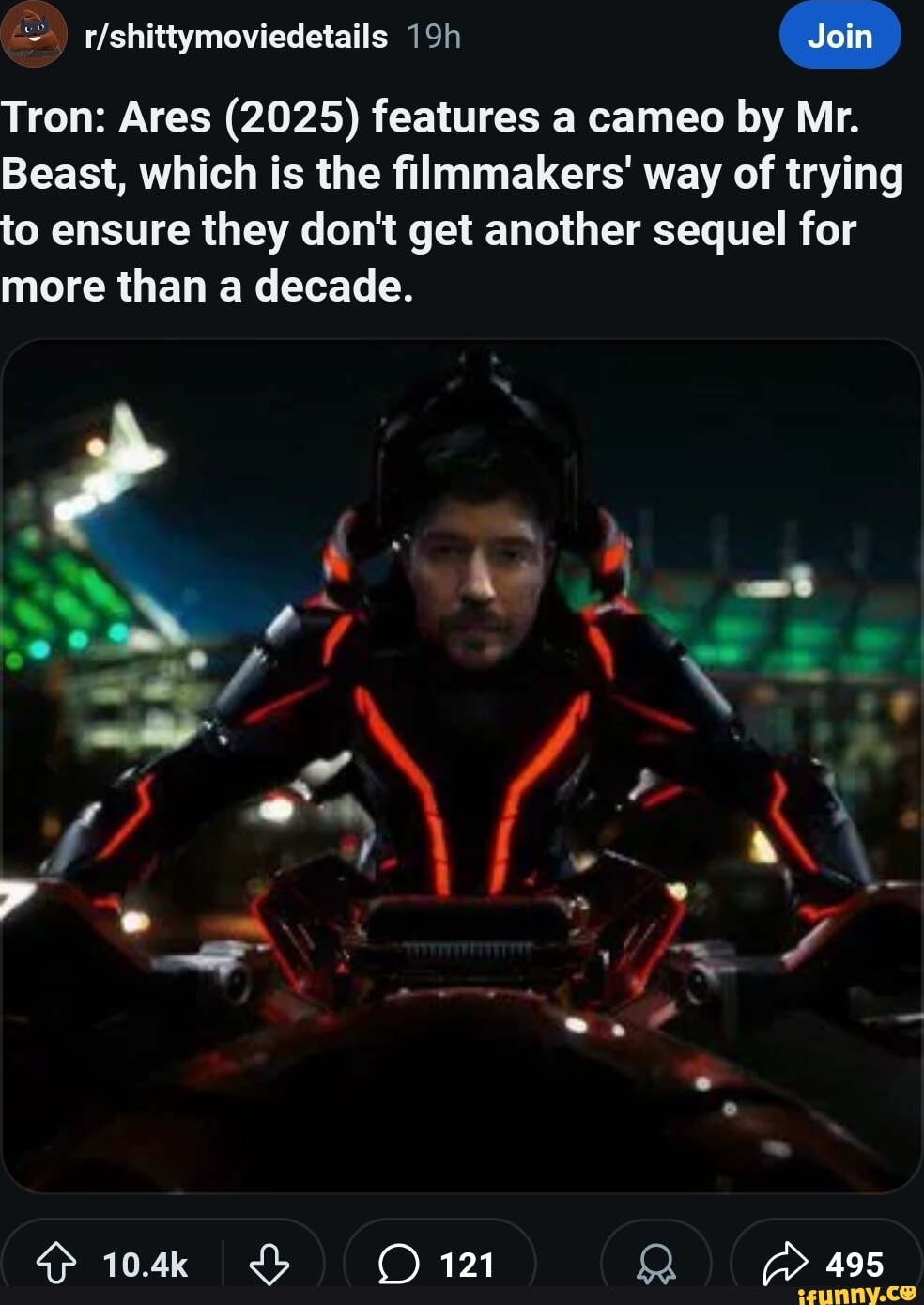 Join Tron: Ares (2025) features a cameo by Mr. Beast, which is the ...