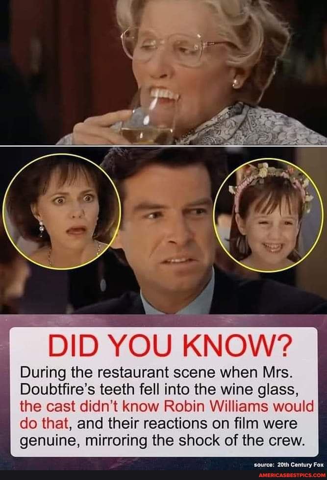DID YOU KNOW? During the restaurant scene when Mrs. Doubtfire's teeth ...