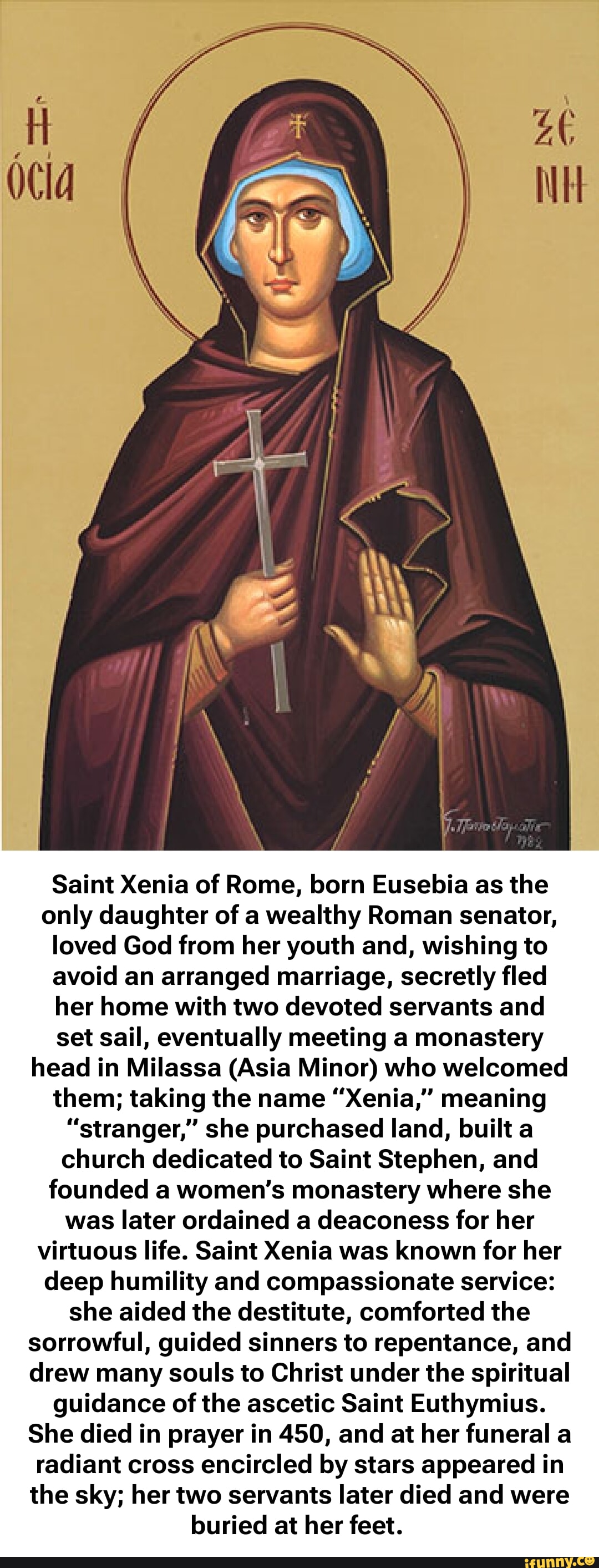 Saint Xenia of Rome, born Eusebia as the only daughter of a wealthy ...