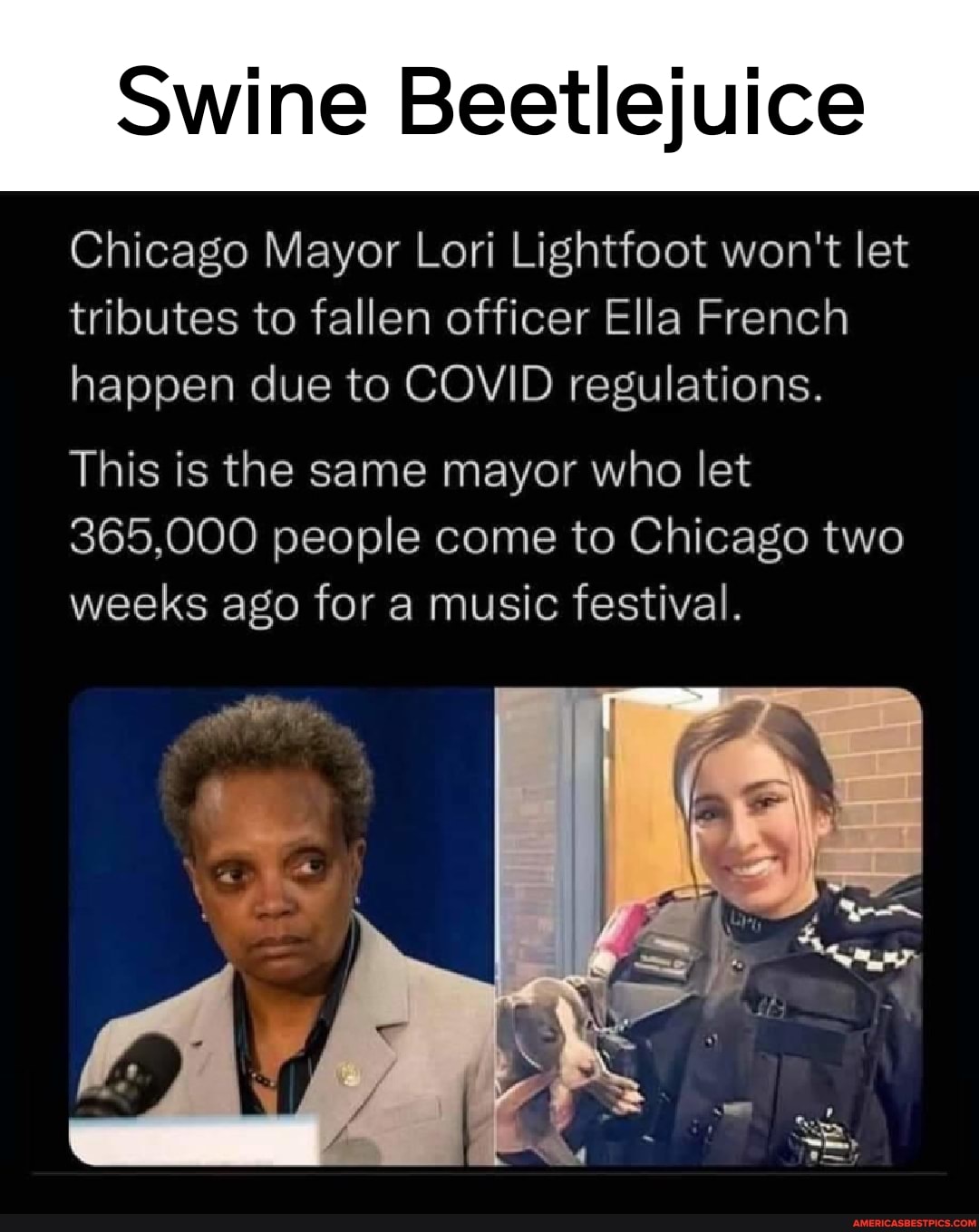 Swine Beetlejuice Chicago Mayor Lori Lightfoot won't let tributes to ...