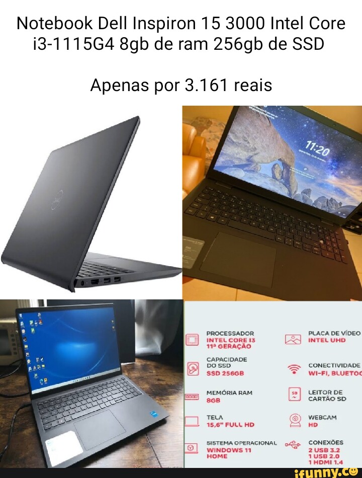 Notebook Dell Inspiron 15 3000 Intel Core i3-1115G4 de ram 256gb de SSD ...