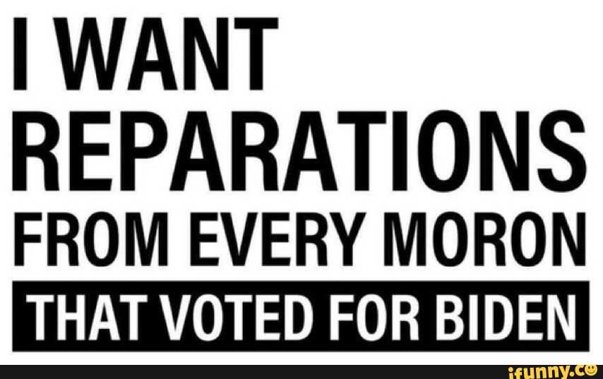 I WANT REPARATIONS FROM EVERY MORON THAT VOTED FOR BIDEN - iFunny