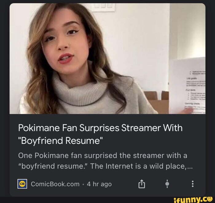 Pokimane Fan Surprises Streamer With "Boyfriend Resume" One Pokimane ...