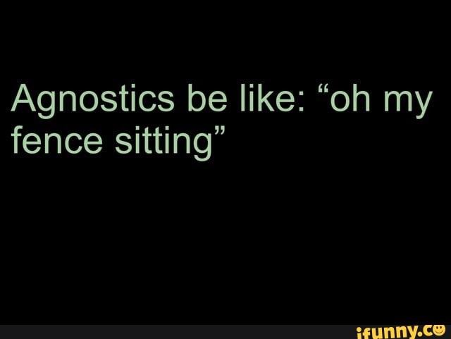 Agnostics be like: "oh my fence sitting" - iFunny