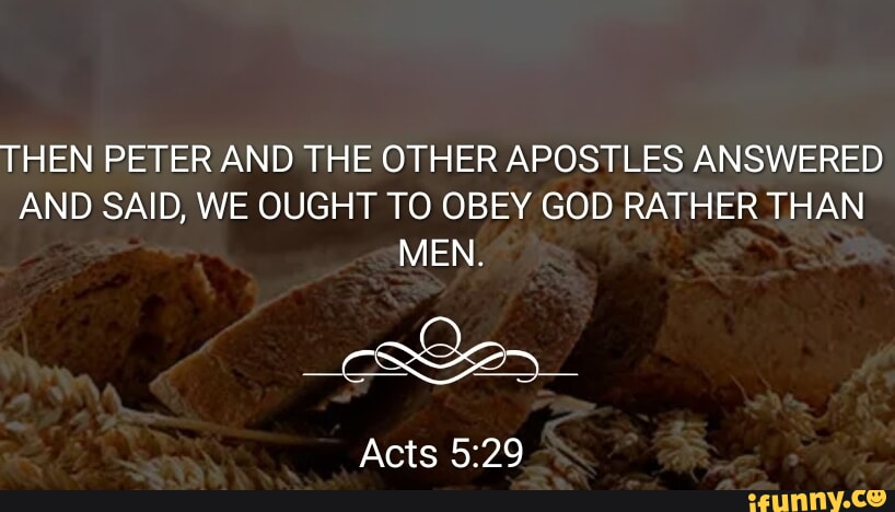 THEN PETER AND THE OTHER APOSTLES ANSWERED AND SAID, WE OUGHT TO OBEY ...