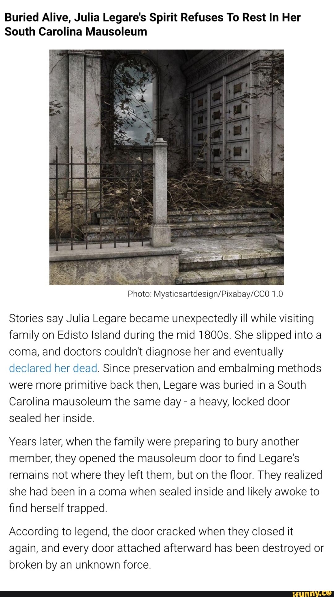 Buried Alive, Julia Legare's Spirit Refuses To Rest In Her South ...