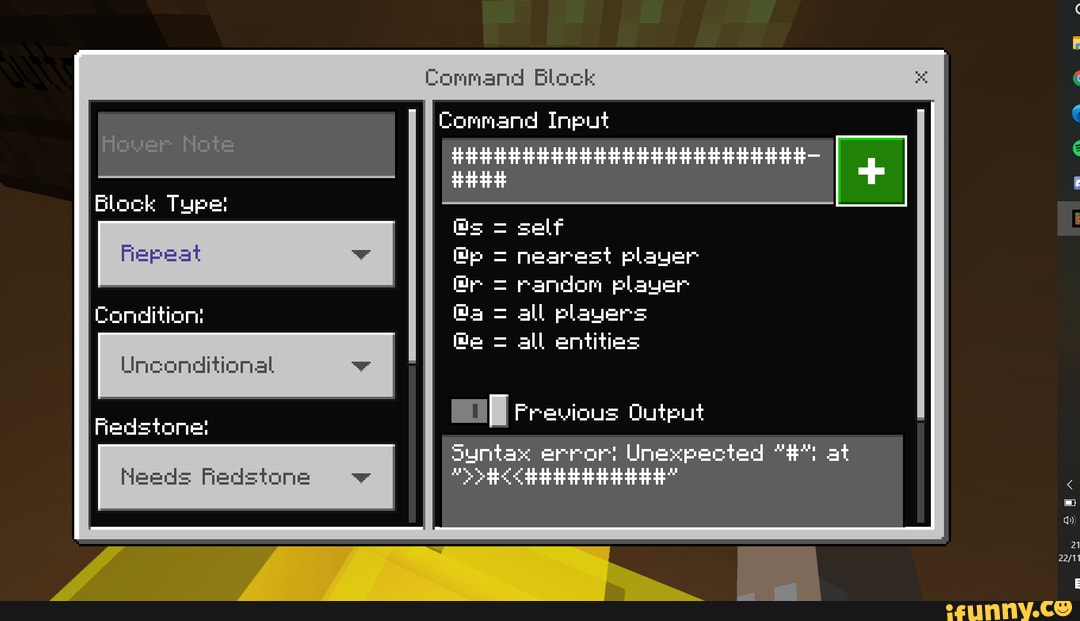 Hover Mote Block Type: Fiepest Condition: Unconditional Redstone: Heeds ...