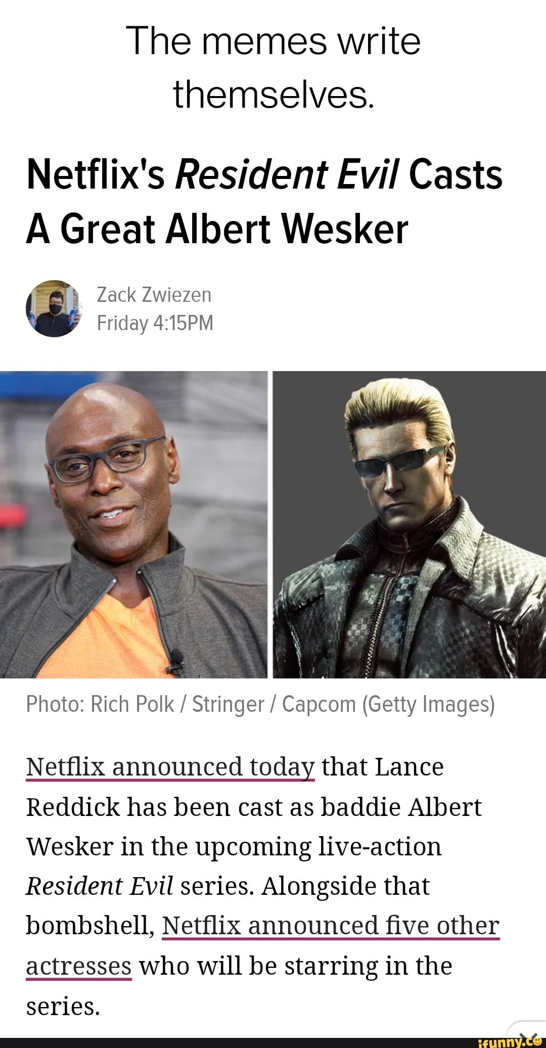 The memes write themselves. Netflix's Resident Evil Casts A Great ...