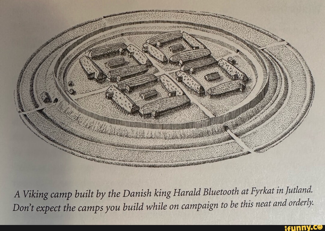 A Viking camp built by the Danish king Harald Bluetooth at Fyrkat in ...