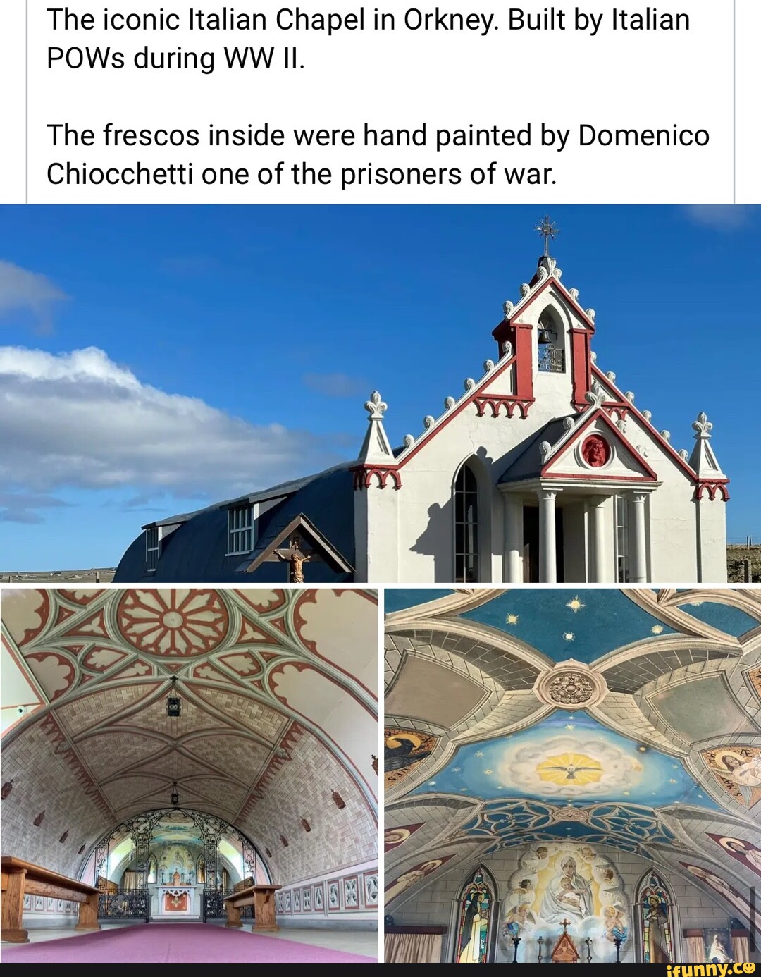 The iconic Italian Chapel in Orkney. Built by Italian POWs during WW II ...