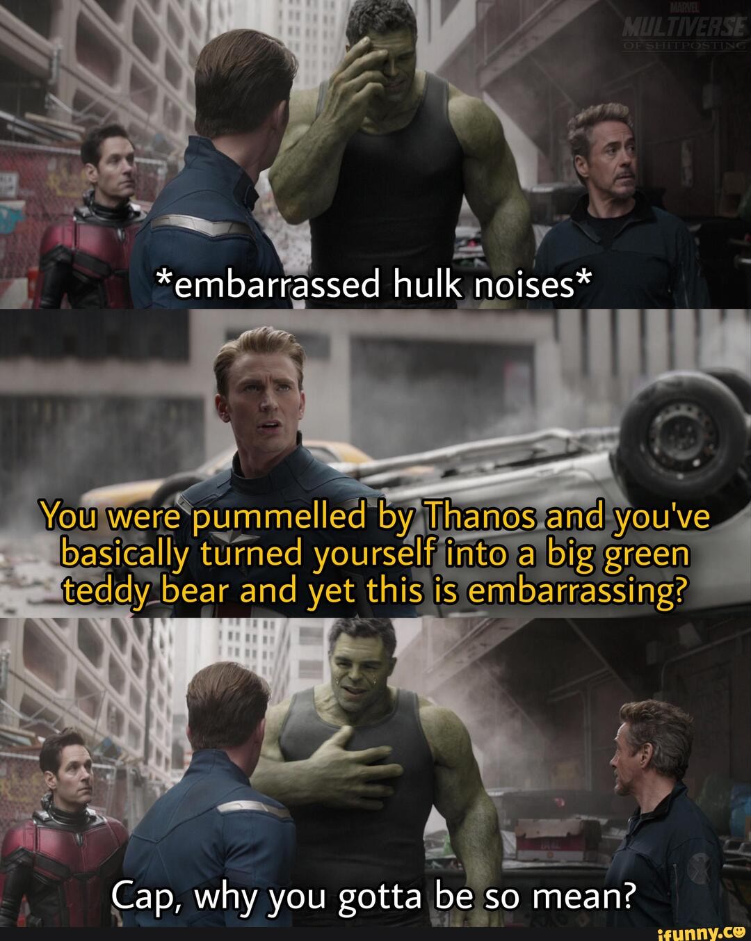 *embarrassed hulk noises* 'pummeled by Basically turned into a big ...