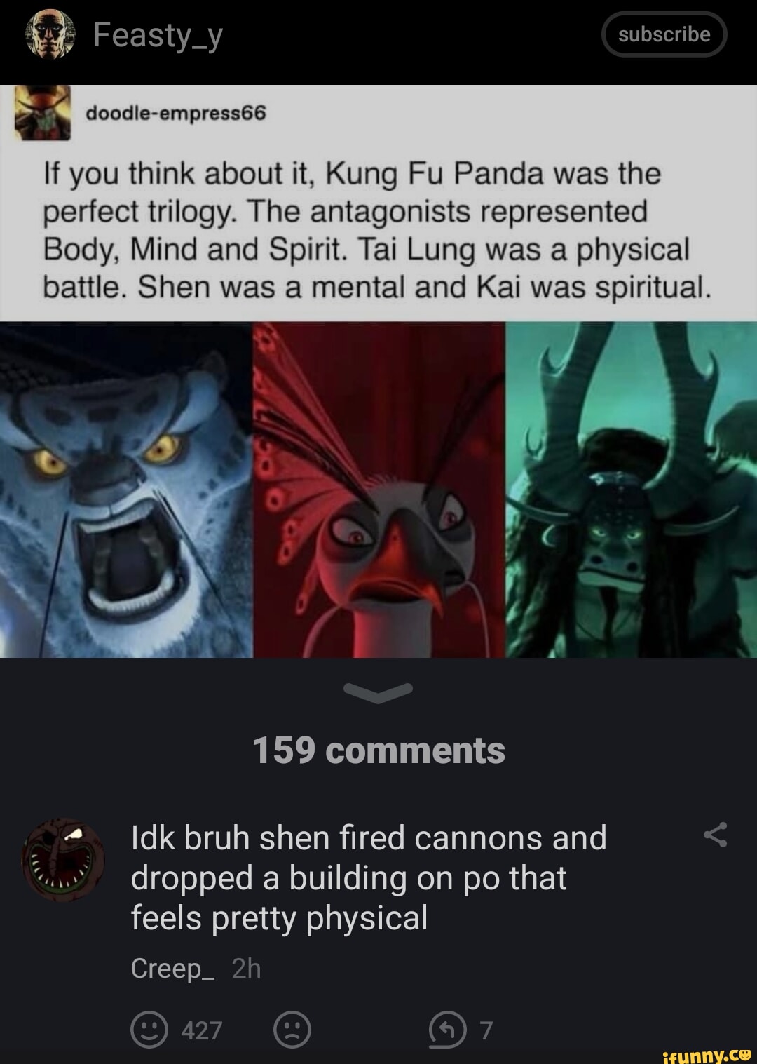 Feasty_y subscribe If you think about it, Kung Fu Panda was the perfect ...