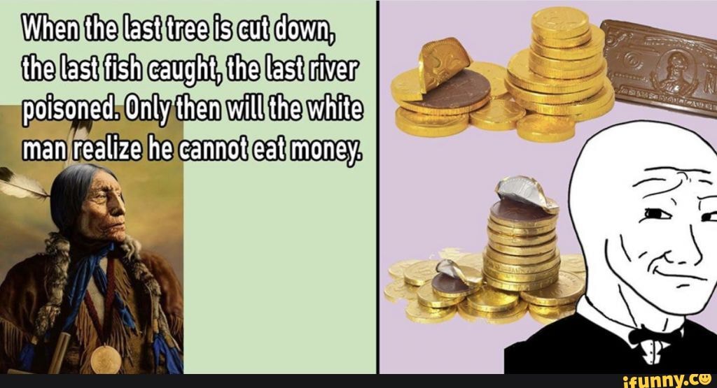 When the last tree is cut down, the last fish caught, the last river ...