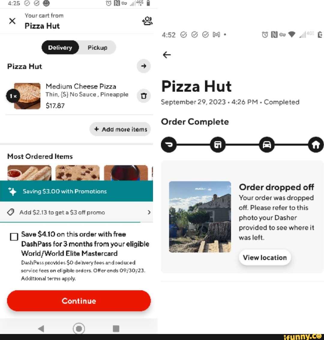 Your cart from Pizza Hut ivery Pickup Pizza Hut > Medium Cheese Pizza ...