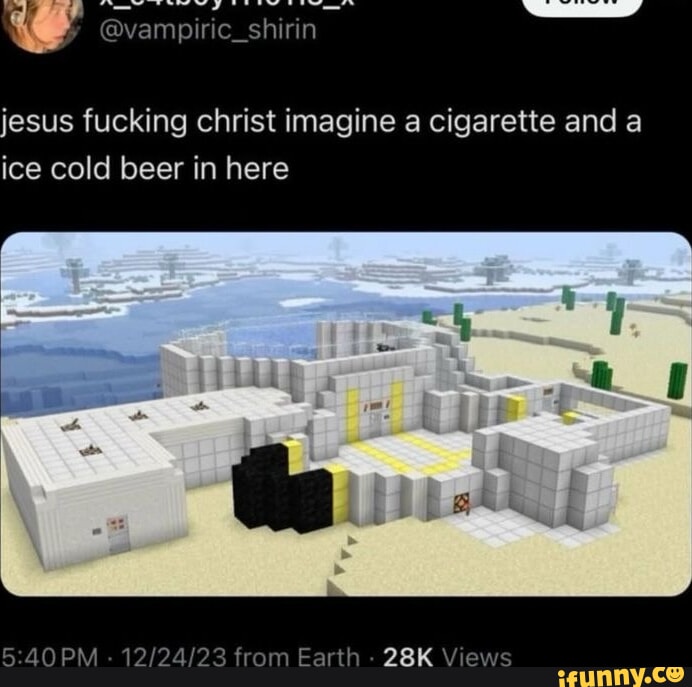 Jesus fucking christ imagine a cigarette and a ice cold beer in here ...